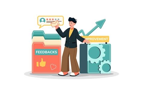 고객 피드백을 사용하여 서비스 제공 및 품질을 개선하는 서비스 공급자 프리미엄 벡터