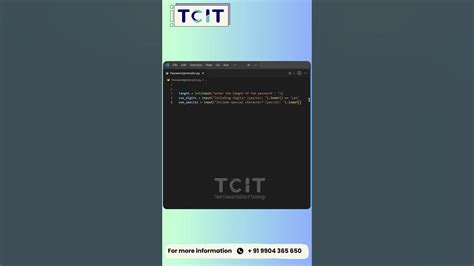 password generator using python tcit codingwithtnc talentcomputer coding programming