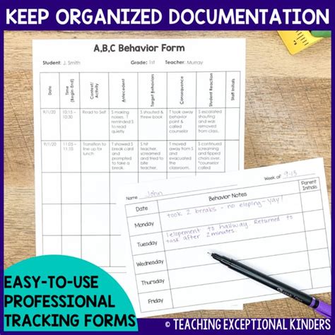 Behavior Data Tracking Sheets With Editable Documentation Log Tracker