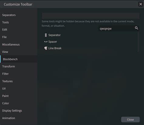 [beta] [issue] Cannot Customize Toolbars · Issue 1069 · Jannisx11 Blockbench · Github