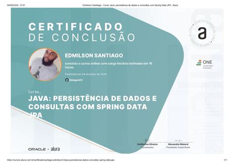 Java PersistÊncia De Dados E Consultas Com Spring Data Jpa Mais Concluido Alura Latam Alura