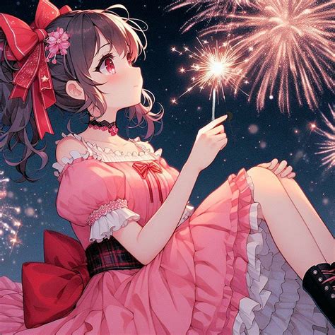 Download Anime Girl Sparkler Royalty Free Stock Illustration Image