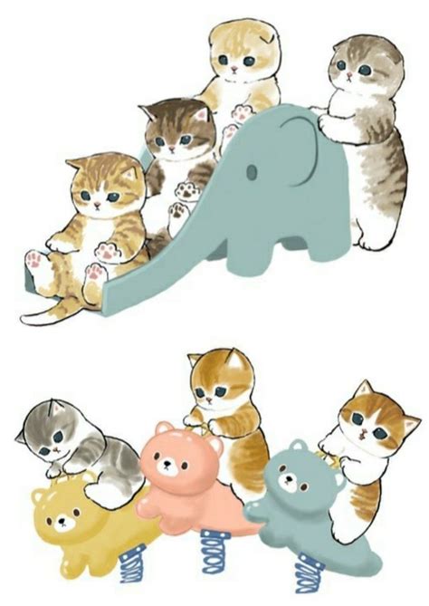Милые котята на игрушке в форме слона