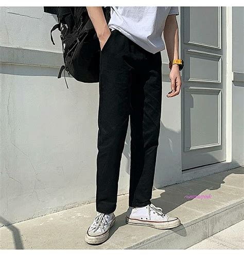 면바지 9부 남성 코디 캐주얼 고무줄 베이지 남자 팬츠 밴딩 검정 학생 청소년 허리밴딩 긴바지ijk023 티몬