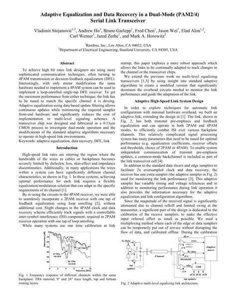 Pdf Adaptive Equalization And Data Recovery In A Dual Mode Pam24 Serial Link Transceiver