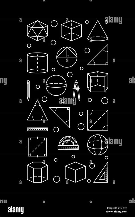 Geometry And Trigonometry Vector Math Concept Vertical Thin Line Banner