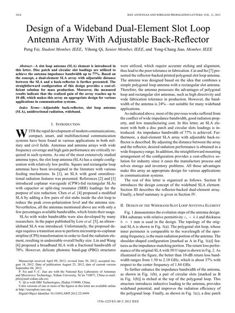 Pdf Design Of A Wideband Dual Element Slot Loop Antenna Array With