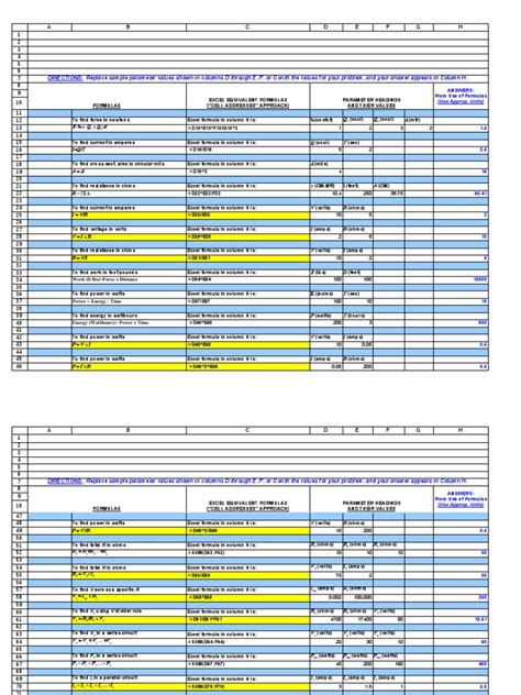 Excel Automated Formulas Pdf Volt Physical Quantities