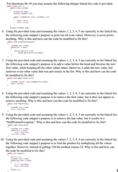 Solved For Questions 06−10 You May Assume The Following