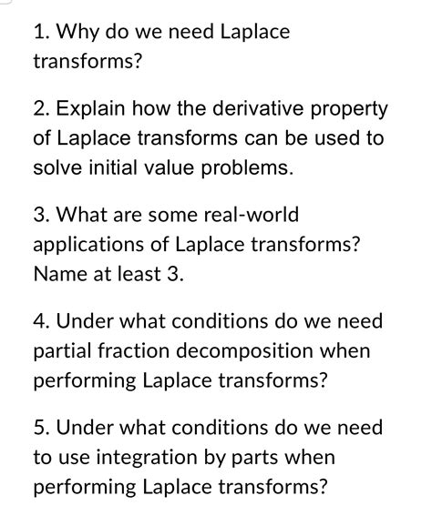 Solved Why Do We Need Laplace Transformsexplain How The