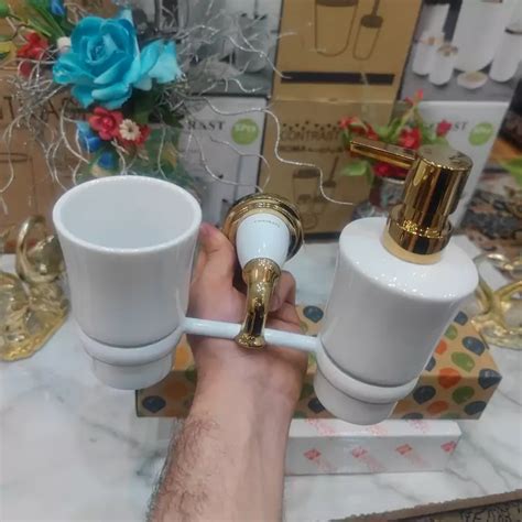 خرید و قیمت جای مایع و مسواک دوبل دیواری وارداتی برند کنتراست جنس استیل