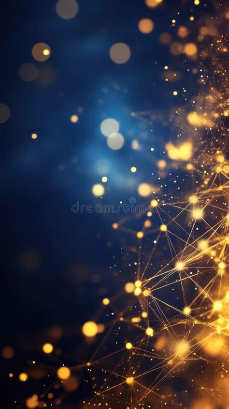 Vibrant Abstract Background With Glowing Golden Lights And Network Patterns Stock Illustration