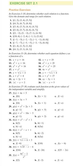Solved EXERCISE SET Practice Exercises In Exercises Chegg Com