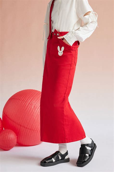 Printed Skirt With Braces