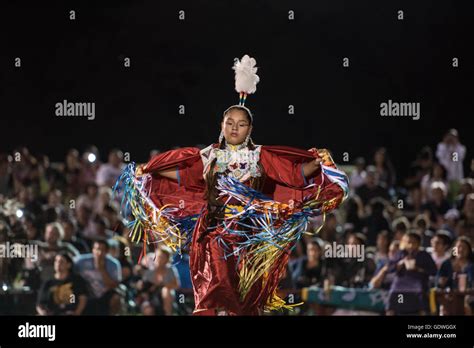 Native American Woman Performing Grass Dance During Sac And Fox Nation