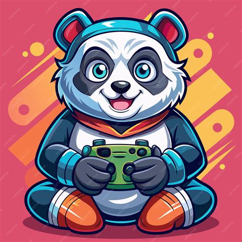 Premium Vector Cute Panda Gamer Holding Controller