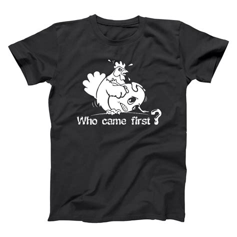 Chicken Or Egg Who Came First Sexual Sex Black Basic Mens T Shirt