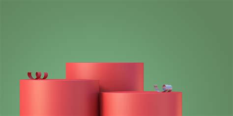 크리스마스와 신년 제품 연단 모형 디스플레이 배경 리본 3d 렌더링 배경 0명에 대한 스톡 사진 및 기타 이미지 0명 3