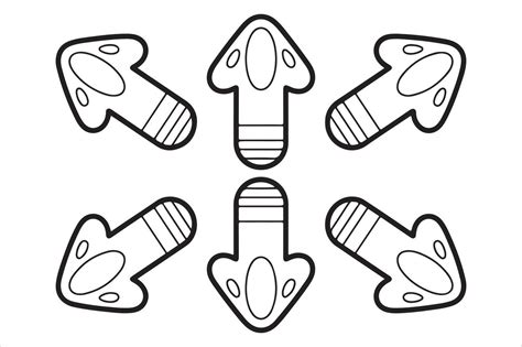 Six Directional Arrow Icons Representing Movement And Navigation Silhouette White Background