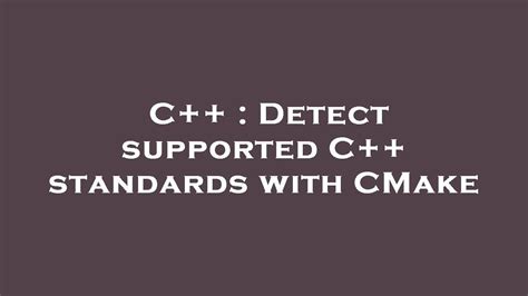 C Detect Supported C Standards With Cmake Youtube
