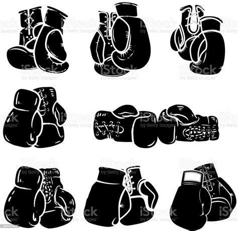 권투 장갑 흰색 배경에 고립의 집합입니다 포스터 상징 기호 배지 디자인 요소입니다 벡터 일러스트 레이 션 권투 글러브에 대한 스톡 벡터 아트 및 기타 이미지 Istock