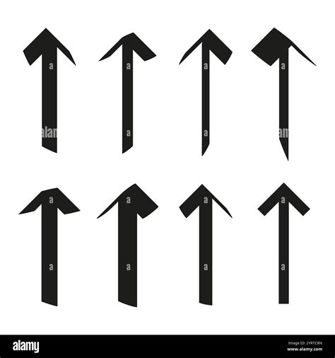 Arrow Icon Set Bold Upward Arrows Vector Direction Symbols Geometric Black Shapes Stock