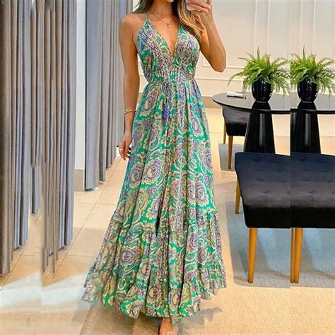 Boho Backless Maxi Dress Multiple Prints I Love That Boho Love That