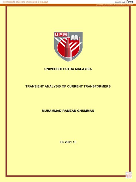 Transient Analysis Of Current Transforme Pdf Scholarly