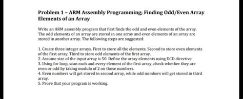 Problem 1 Arm Assembly Programming Finding Oddeven