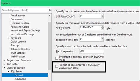 prompt to save unsaved t sql query windows on close microsoft qanda