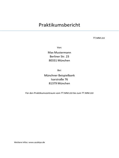 Azubiyo Kopiervorlage Beispiel Praktikumsbericht Pdf