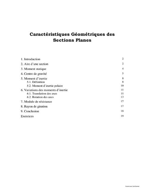 Caractéristiques Géométriques Des Sections Planes Pdf