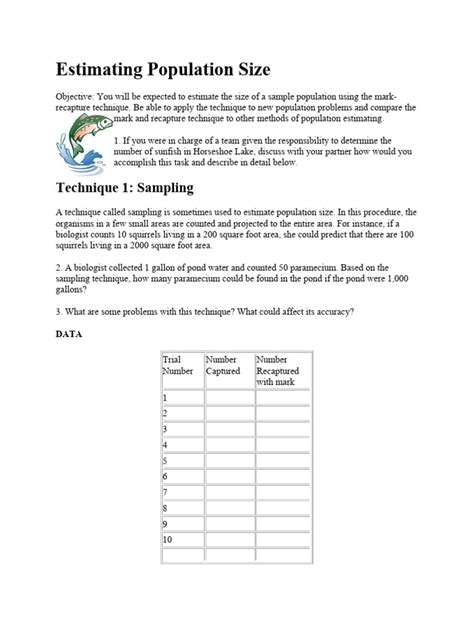Capture And Recapture Lab Pdf Sampling Statistics Statistics