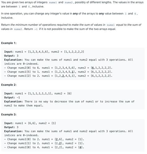 1775 equal sum arrays with minimum number of operations kickstart coding
