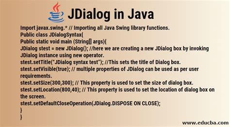 jdialog in java uses and syntax constructs and example of java jdialog