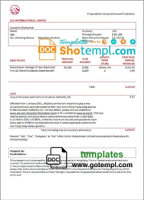 Usa Aia Invoice Template In Word And Pdf Format Fully Editable Download At Gotempl Pro