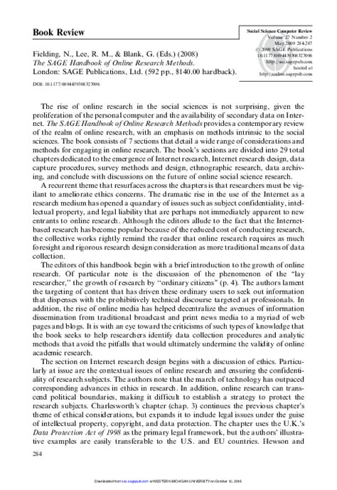 Pdf The Sage Handbook Of Online Research Methods