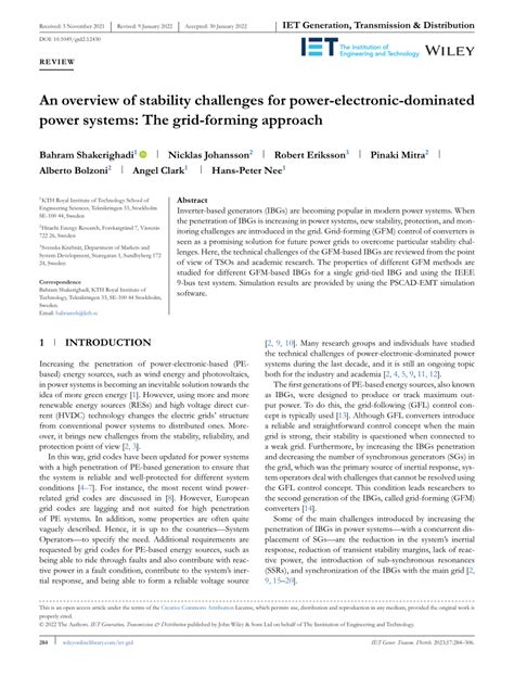 PDF An Overview Of Stability Challenges For Powerelectronicdominated Power Systems The Grid