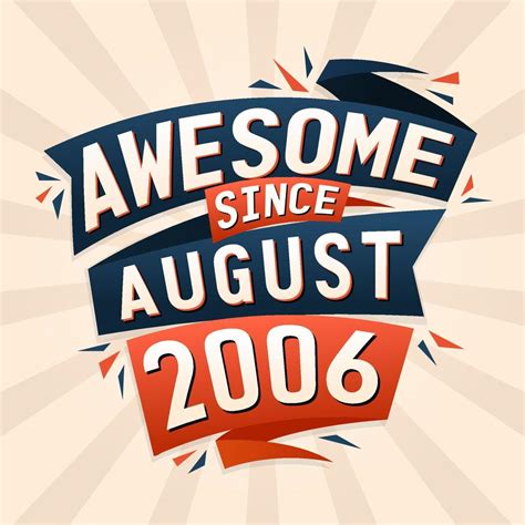 Awesome Since August 2006 Born In August 2006 Birthday Quote Vector