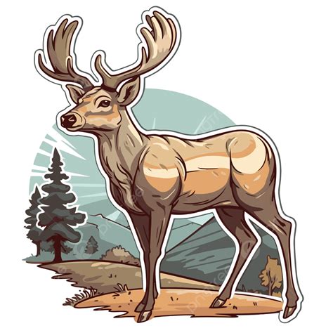 산속의 사슴 클립 아트 벡터 고립 된 만화 노새 사슴으로 스티커 디자인 상표 Png 일러스트 및 벡터 에 대한 무료 다운로드 Pngtree