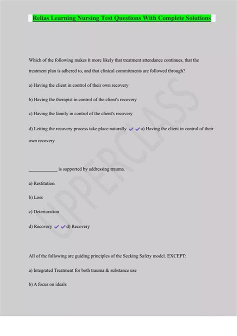 Relias Learning Nursing Test Questions With Complete Solutions Relias Ed Rn A Stuvia Us