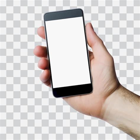 투명한 배경으로 스마트폰을 들고 있는 모의 디자인 프리미엄 Ai 생성 Psd