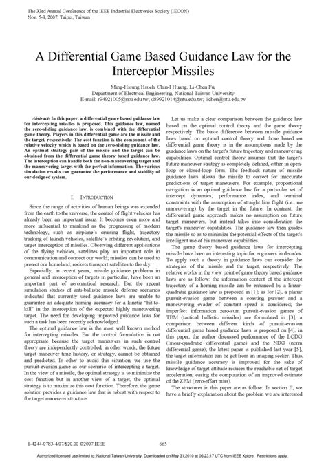 Pdf A Differential Game Based Guidance Law For The Interceptor Missiles