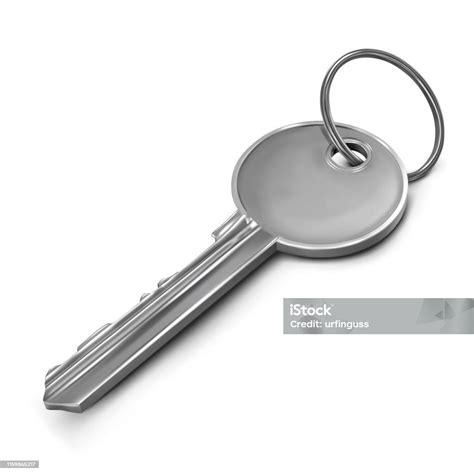 실버 색상의 문 열쇠 흰색 배경에 격리 된 벡터 사실적인 그림 3차원 형태에 대한 스톡 벡터 아트 및 기타 이미지 3차원