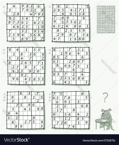 logic sudoku game set different level puzzles vector image