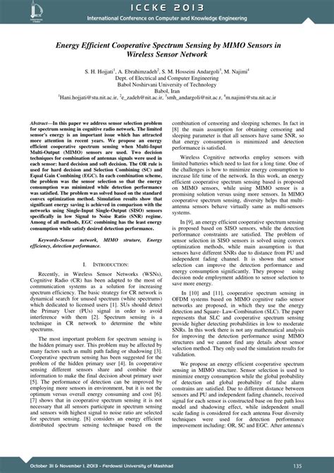 Pdf Energy Efficient Cooperative Spectrum Sensing By Mimo Sensors In Wireless Sensor Network