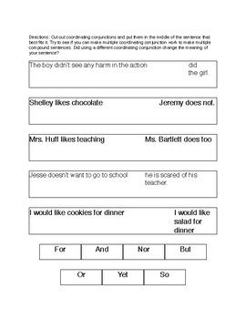 Coordinating Conjunctions Worksheet By Square Root Of An Atom TPT