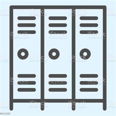 학교 안전 사물함 라인 아이콘입니다 학교 옷장 체육관 경기장을위한 사물함 또는 캐비닛 스포츠 벡터 디자인 개념 흰색 배경에 윤곽 스타일 픽토그램 웹 및 응용 프로그램에 사용