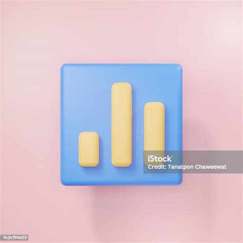 모의 및 웹 배너를위한 깨끗한 배경에 그래프 아이콘의 3d 렌더링 만화 인터페이스 디자인 최소한의 메타 버스 개념 3차원 형태에 대한 스톡 사진 및 기타 이미지 Istock