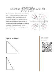 Lesson Evaluating Trigonometric Ratios For Special Angles Pdf So